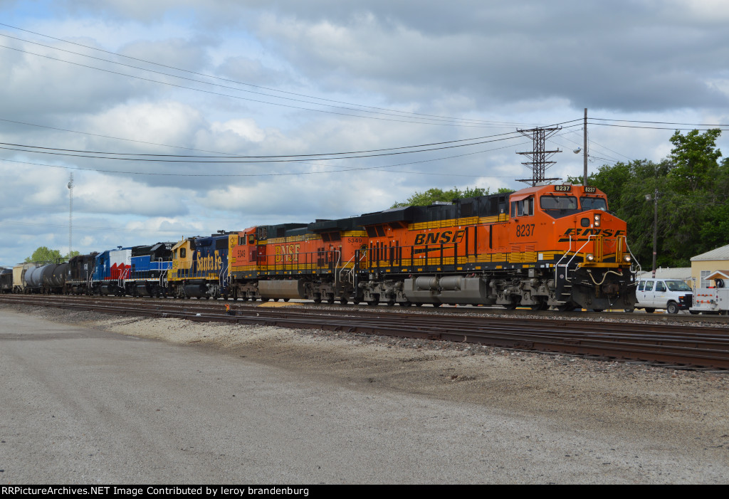 BNSF 8237 with the KCKTUL with a bnsf gevo,h2 dash9, ex santa fe gp39-2,ex frisco,bn gp15-1,ex ...